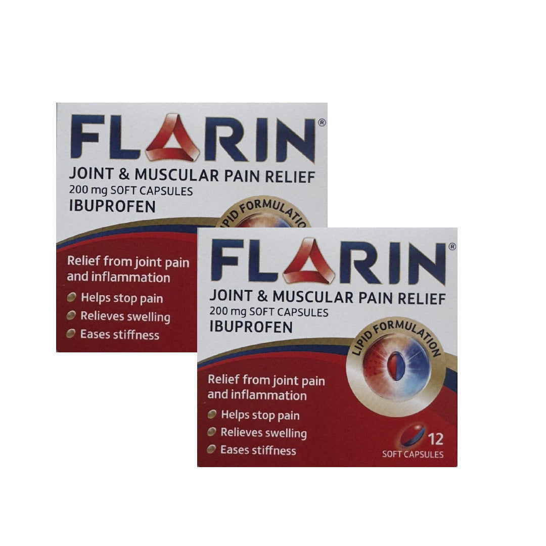 2 x 12 - Flarin Joint & Muscular Pain Relief - 200mg - Lipid Soft Caps ...