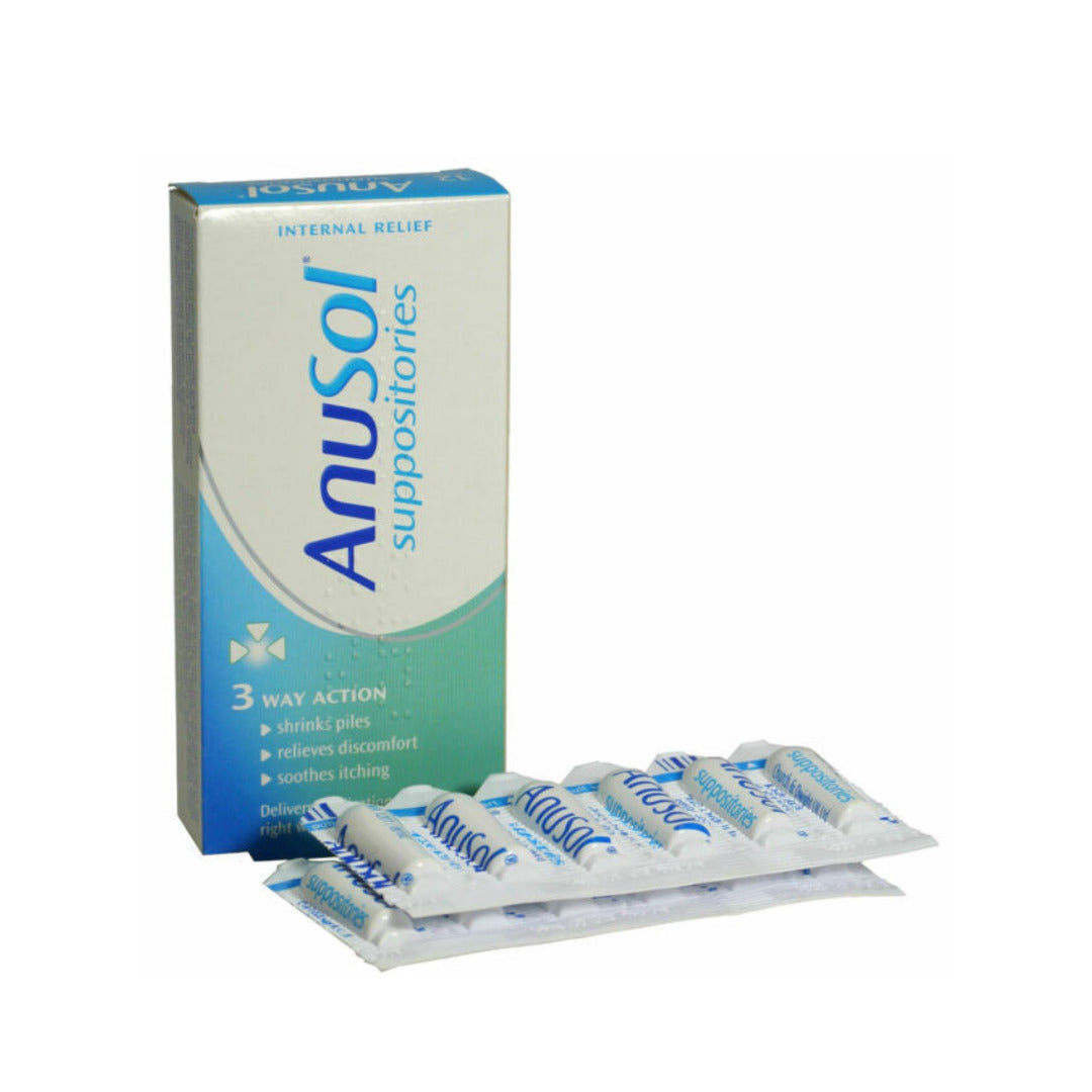 Anusol Suppositories Treatment Haemorrhoids Shrinks Piles 3 Way Action ...
