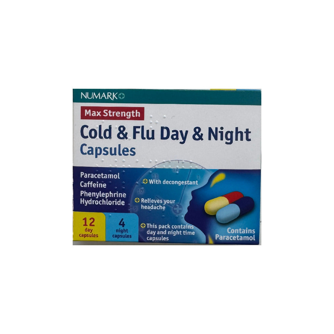 Numark Max Strength Cold & Flu Day & Night Capsules - 16 Capsules ...