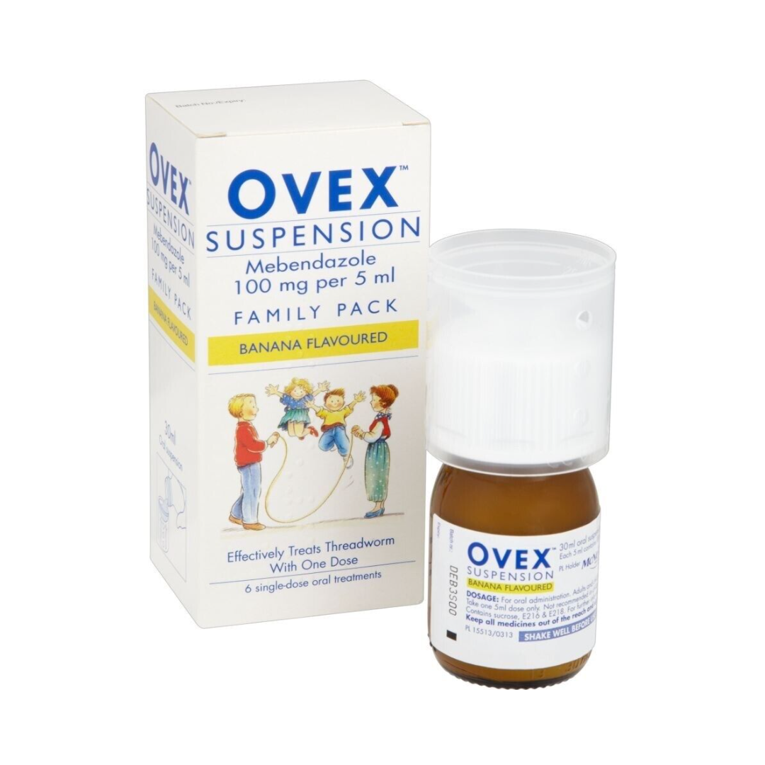 Ovex Suspension Banana Flavour 30ml | 6 THREADWORM TREATMENTS 2 YEARS+ ...