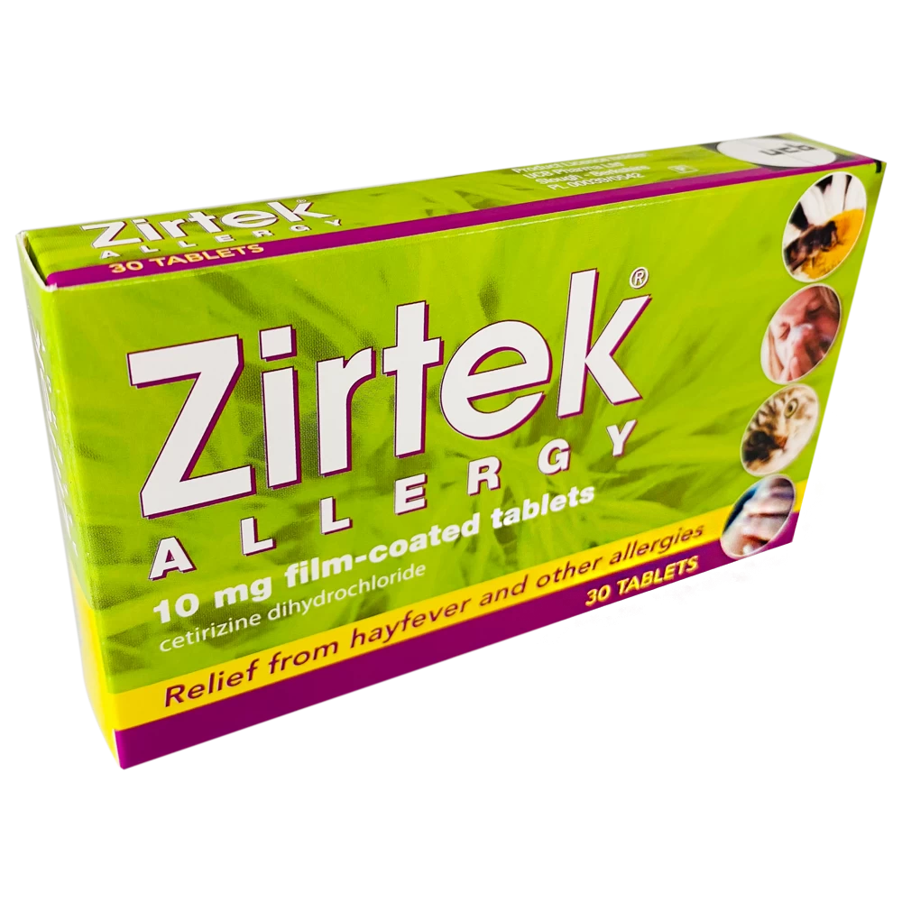 Zirtek allergy tablets (cetirizene dihydrocloride 10mg) - 30 tablets ...